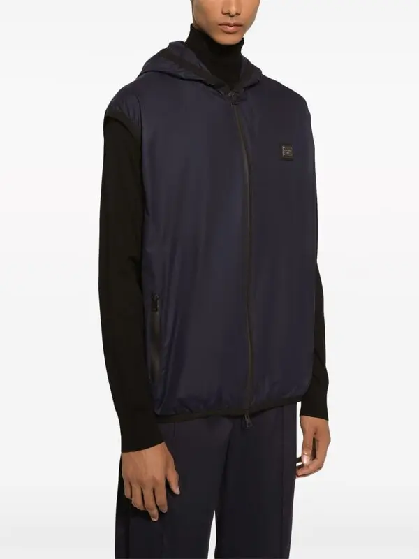 Dolce & Gabbana Logo-plaque Hooded Gilet - Blue