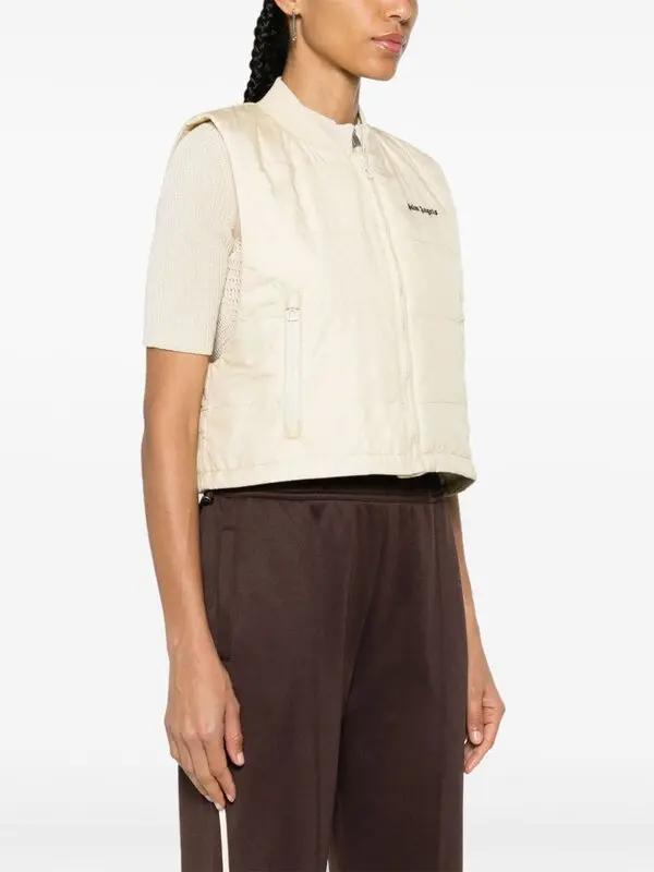 Palm Angels Logo-print Down Vest - Neutrals