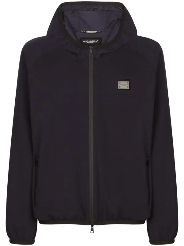 Dolce & Gabbana Logo-plaque Hooded Jacket - Blue