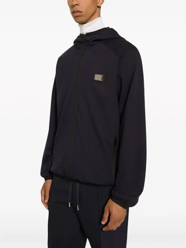 Dolce & Gabbana Logo-plaque Hooded Jacket - Blue