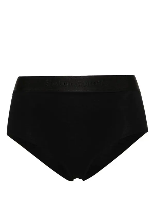 Palm Angels High-waisted Logo-tape Briefs - Black