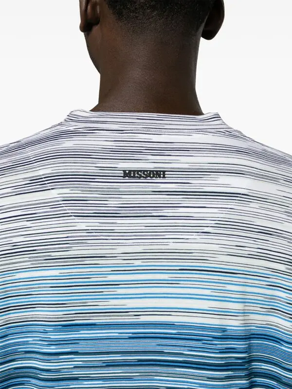 Missoni Striped Cotton T-shirt - Blue