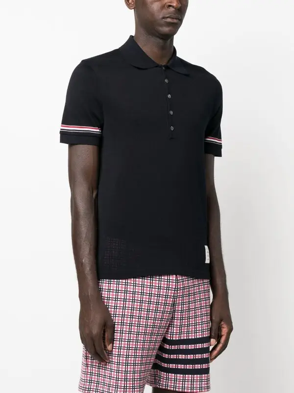 Thom Browne Rwb-stripe Polo Shirt - Blue