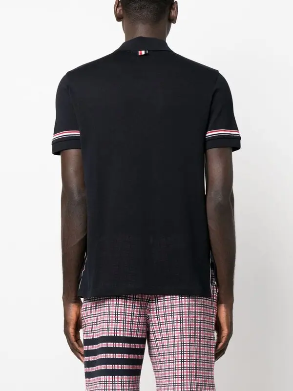 Thom Browne Rwb-stripe Polo Shirt - Blue