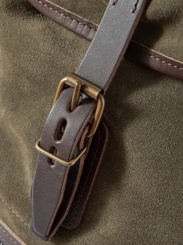 BLEU DE CHAUFFE Camp Leather-trimmed Suede Backpack