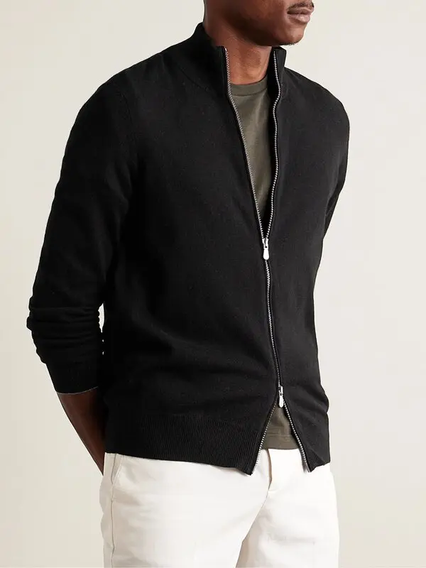 Brunello Cucinelli Cashmere Zip-up Sweater - Black