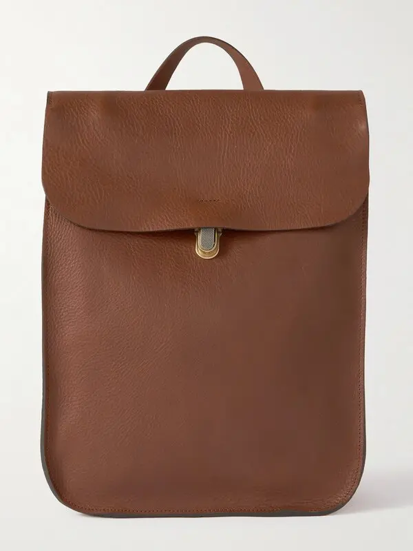 BLEU DE CHAUFFE Full-grain Leather Backpack - Brown