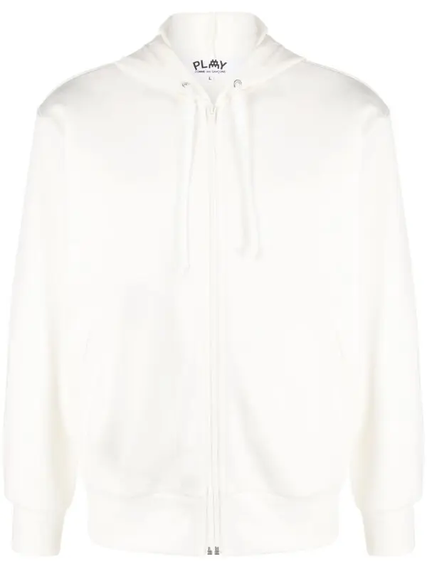 Play Comme Des Garcon X Invader Pixelated Appliqué Zip-up Hoodie