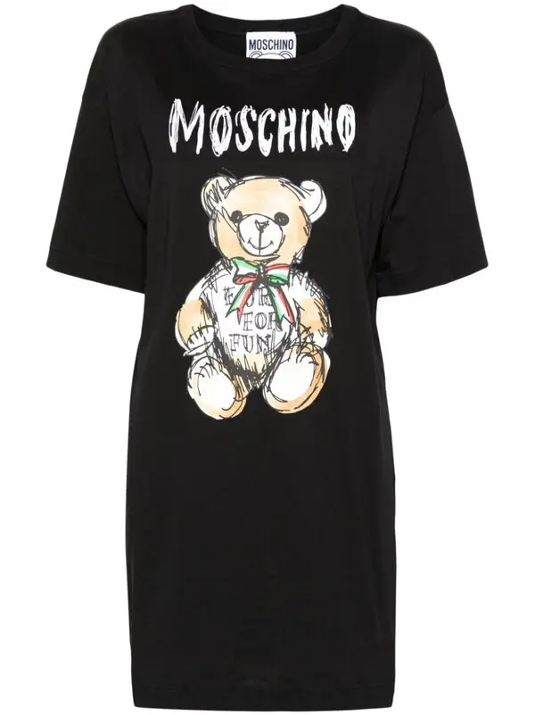 Moschino Teddy Bear-print T-shirt Dress - Black