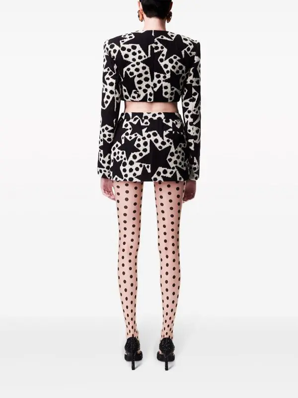 AREA Crystal Medallion Jacquard Miniskirt