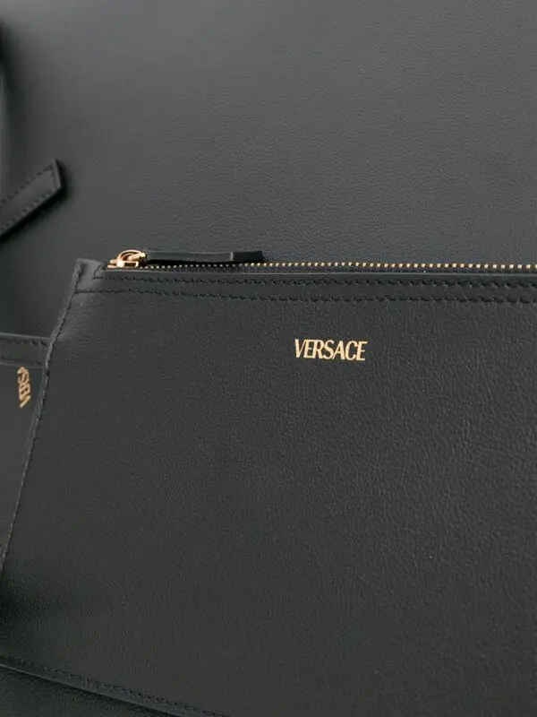 Versace Virtus Leather Tote Bag