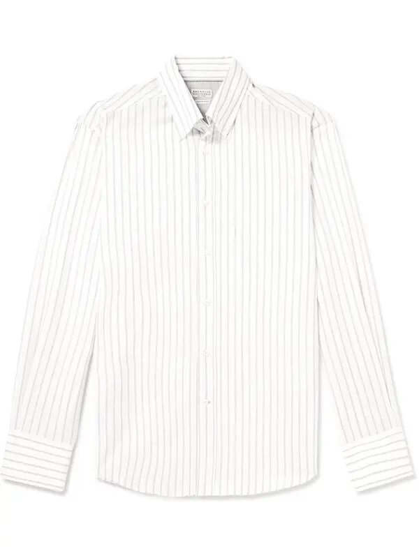 Brunello Cucinelli Button-down Collar Striped Cotton Shirt