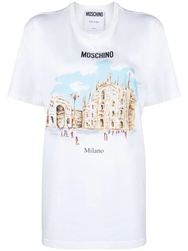 Moschino Illustration-print Organic Cotton T-shirt - White