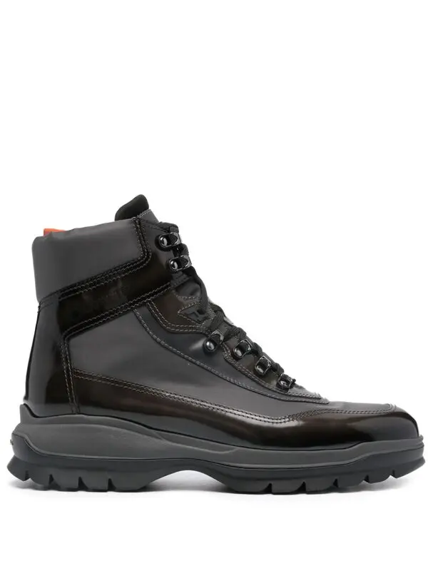 Santoni Panelled-design Lace-up Hiking Boots