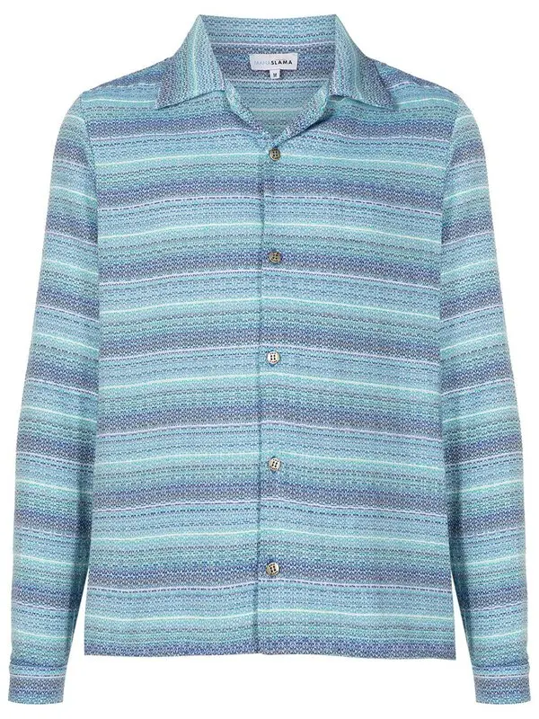 AMIR SLAMA Logo-engraved Jacquard Shirt - Blue