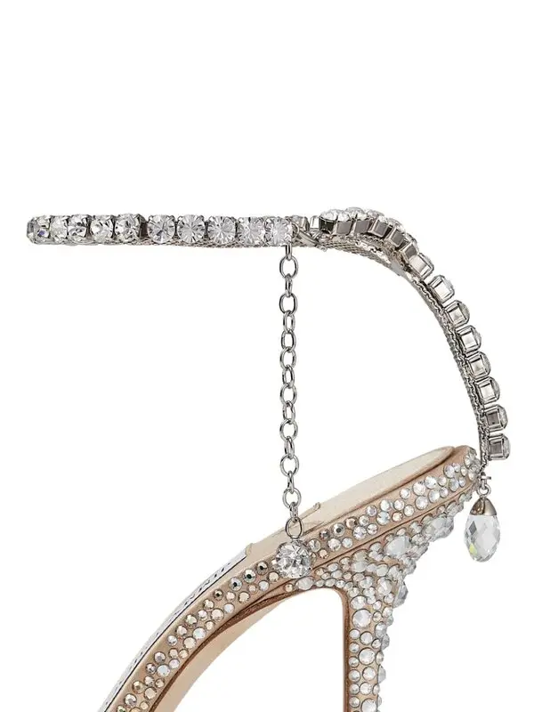 JIMMY CHOO Saeda 100 Pumps With Crystal Embellishment And Anklet - Gold