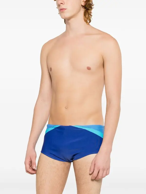 AMIR SLAMA Logo-appliqué Striped Swim Shorts - Blue