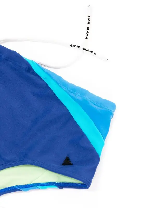 AMIR SLAMA Logo-appliqué Striped Swim Shorts - Blue