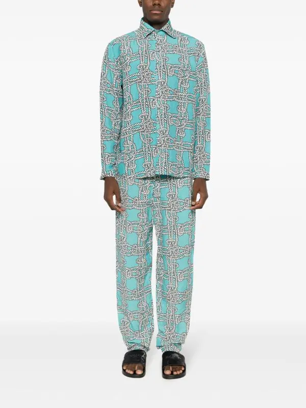 AMIR SLAMA Graphic-print Cropped Trousers