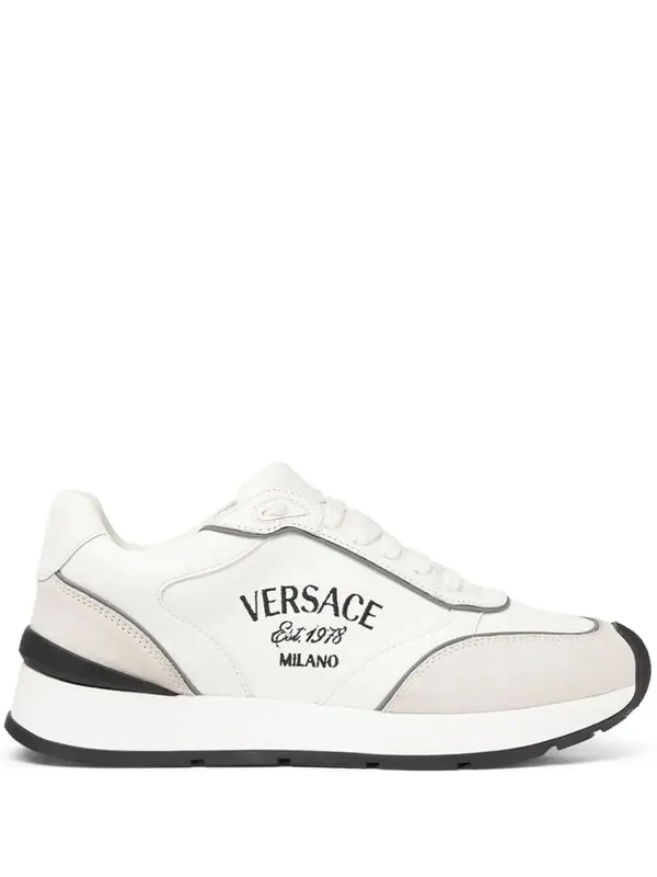Versace Logo-embroidered Panelled Sneakers