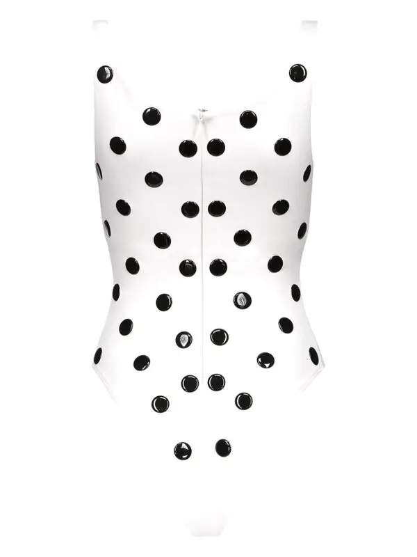 AREA Polka Dot-appliqué Bodysuit