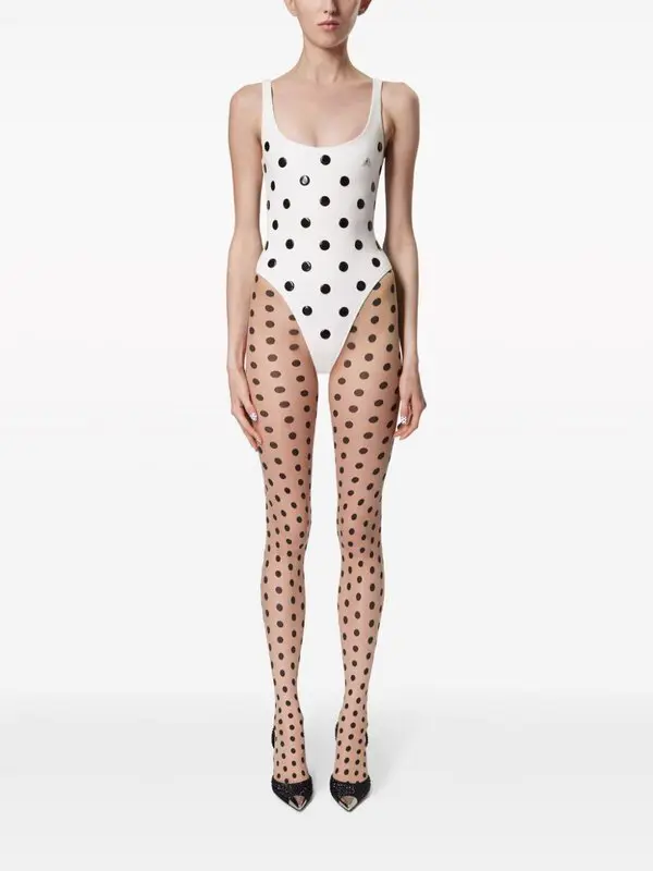 AREA Polka Dot-appliqué Bodysuit