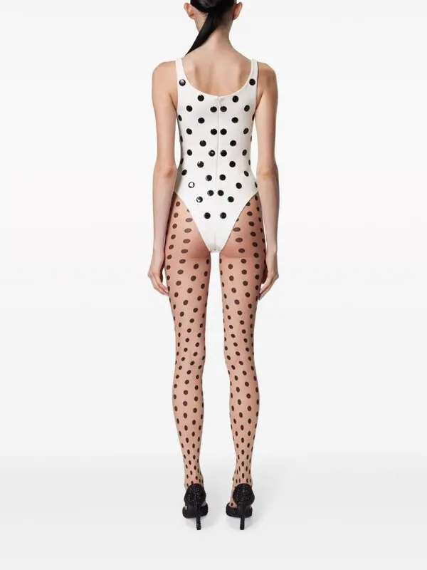AREA Polka Dot-appliqué Bodysuit
