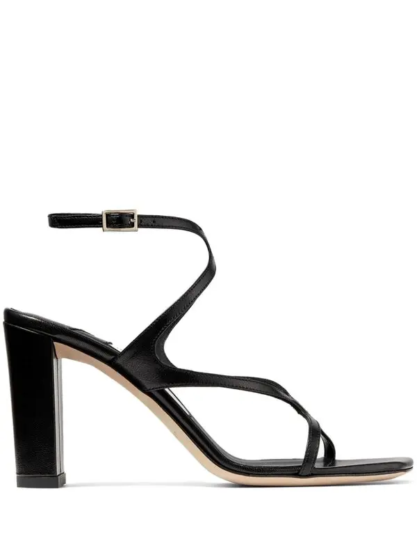 JIMMY CHOO Azie Leather Sandals With Block Heel - Black
