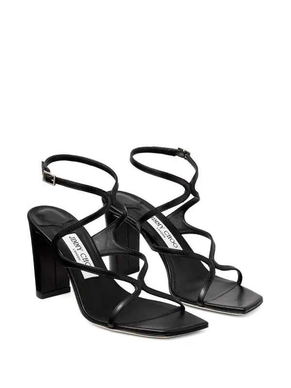 JIMMY CHOO Azie Leather Sandals With Block Heel - Black