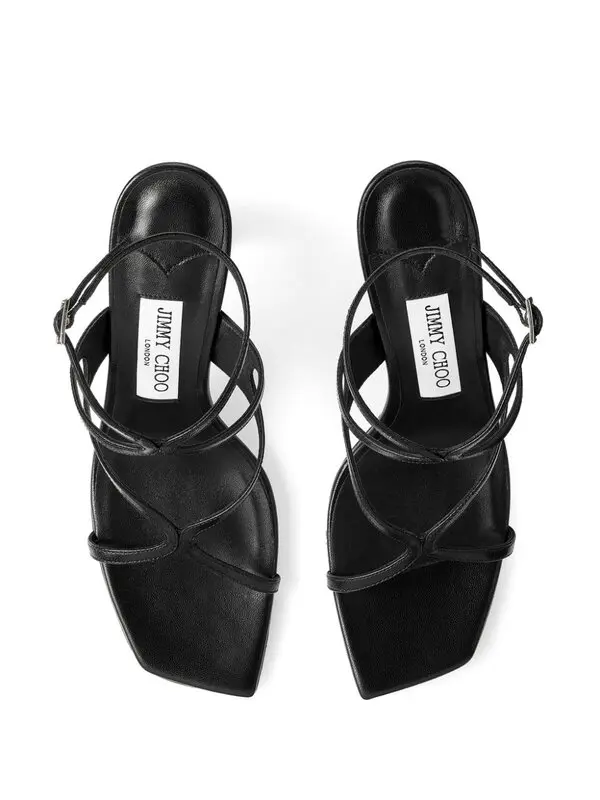JIMMY CHOO Azie Leather Sandals With Block Heel - Black