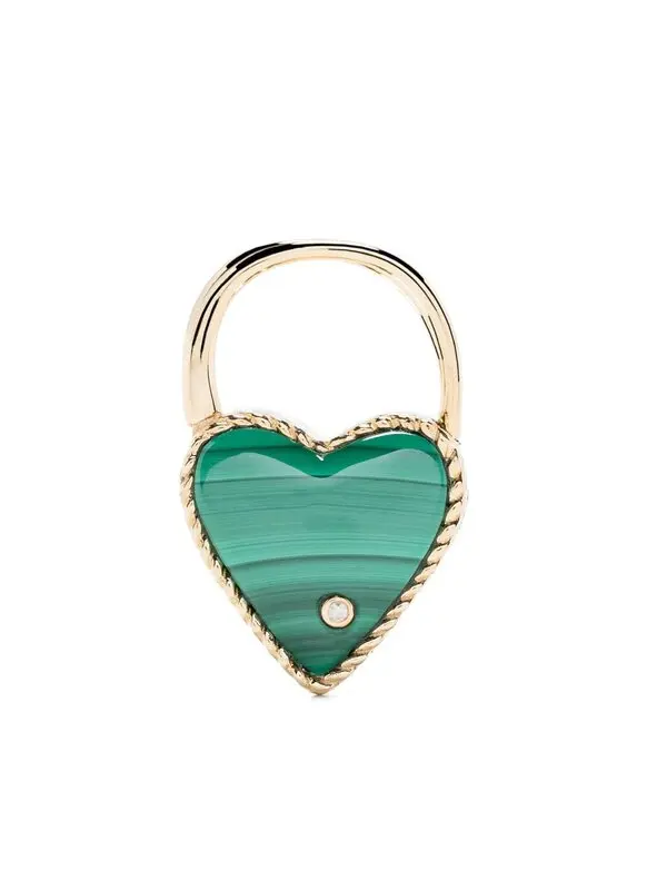 Yvonne Léon 9kt Yellow Diamond And Malachite Heart Earring - Gold