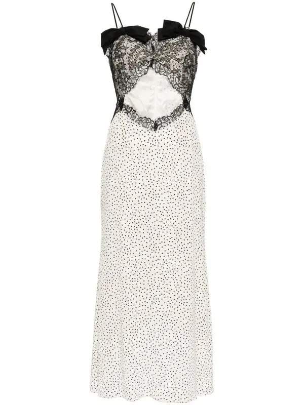 Alessandra Rich Polka-Dot Silk Slip Dress In White - 24% Off | Editorialist