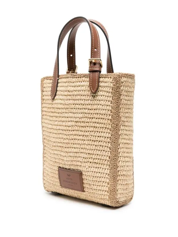 ANYA HINDMARCH Eyes-embroidered Raffia Tote Bag - Neutrals