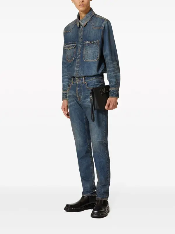 Valentino Garavani V-detail Denim Shirt - Blue