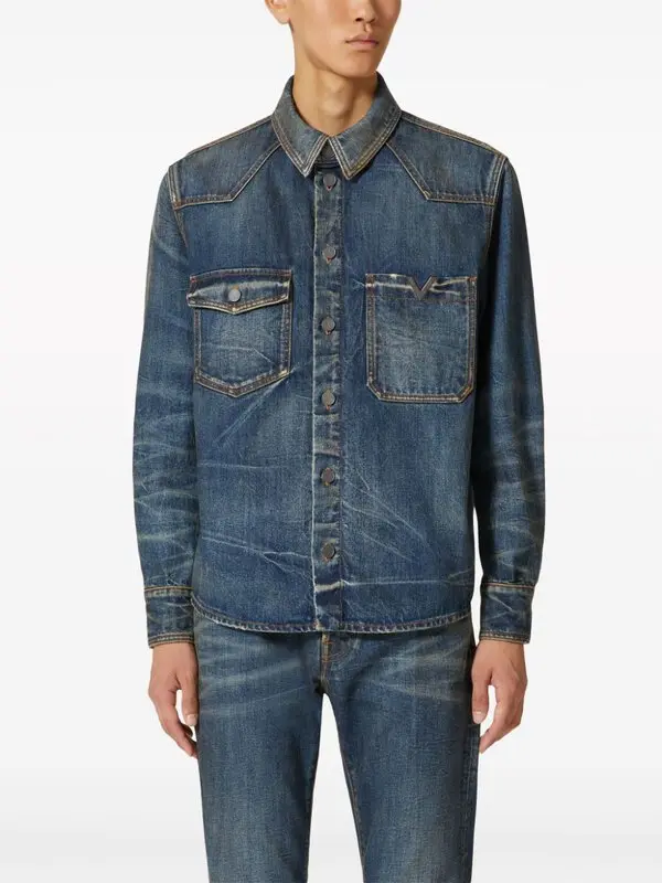 Valentino Garavani V-detail Denim Shirt - Blue