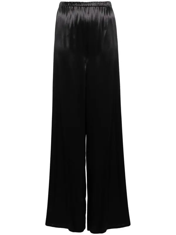 FERRAGAMO Wide-leg Satin Trousers - Black