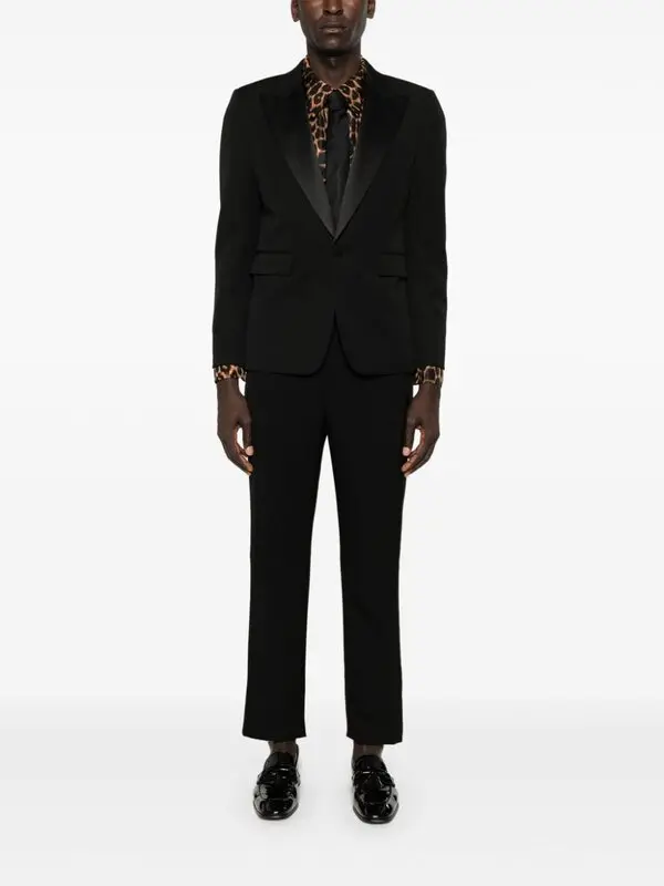 Saint Laurent Tuxedo Jacket In Grain De Poudre - Black