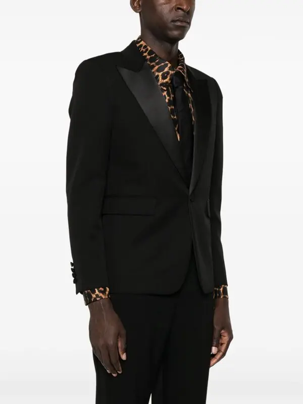 Saint Laurent Tuxedo Jacket In Grain De Poudre - Black
