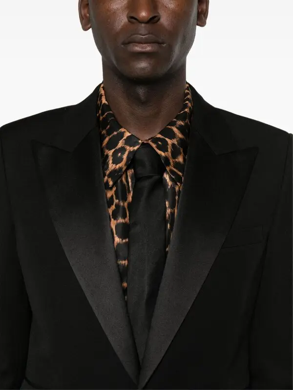 Saint Laurent Tuxedo Jacket In Grain De Poudre - Black