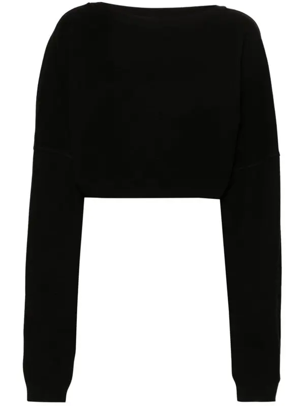 Saint Laurent Cropped Cotton Sweatshirt - Black
