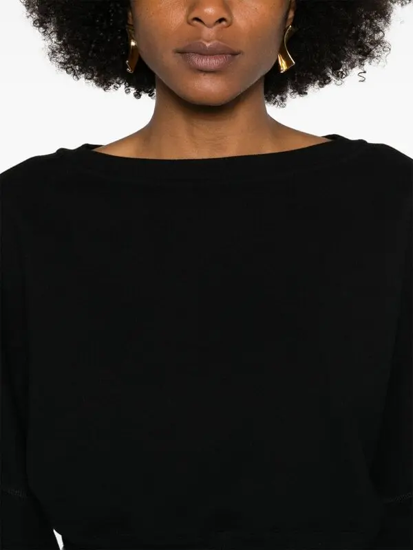 Saint Laurent Cropped Cotton Sweatshirt - Black