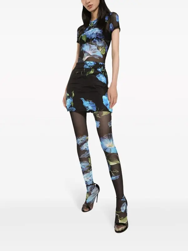 Dolce & Gabbana Floral-print High-waisted Miniskirt