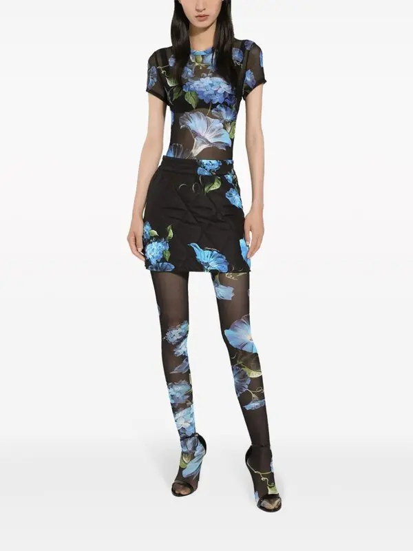 Dolce & Gabbana Floral-print High-waisted Miniskirt