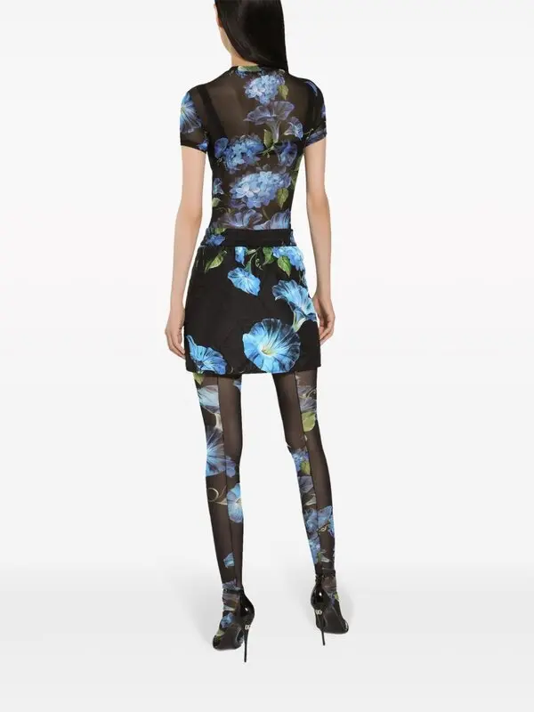 Dolce & Gabbana Floral-print High-waisted Miniskirt