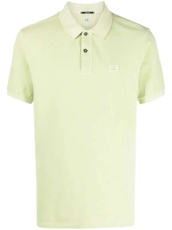 C.P. COMPANY Logo-patch Piqué Polo Shirt - Green