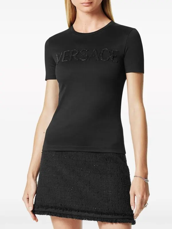 Versace Logo Crystal-embellished T-shirt