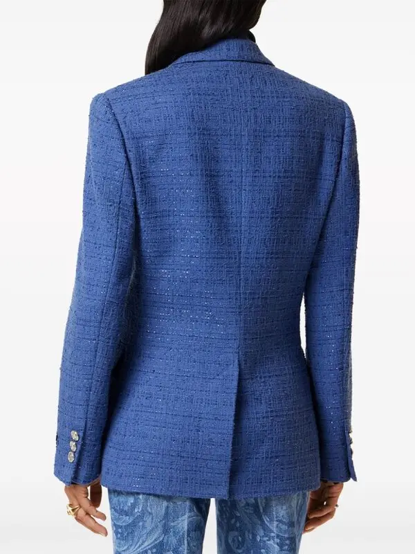 Versace Metallic-threading Double-breasted Blazer - Blue