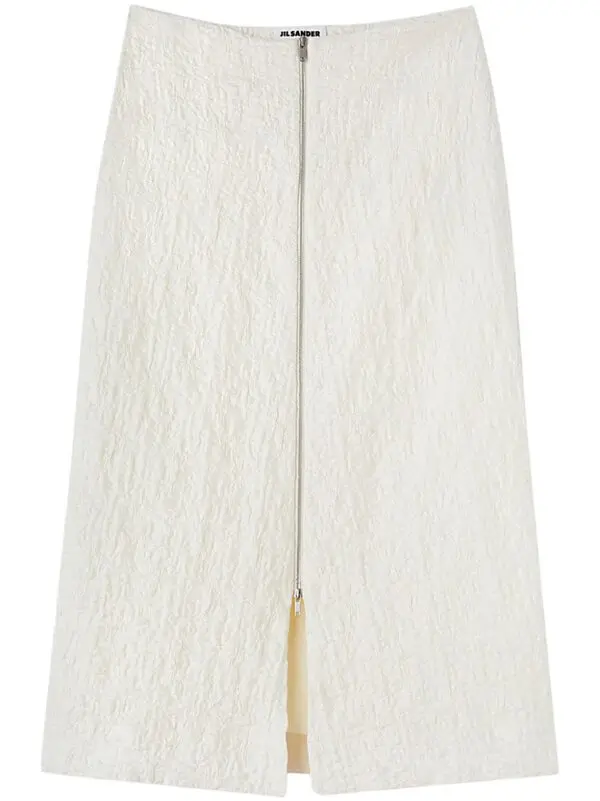 JIL SANDER Textured Midi Skirt - White