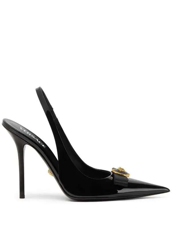 Versace 110mm Leather Pumps - Black
