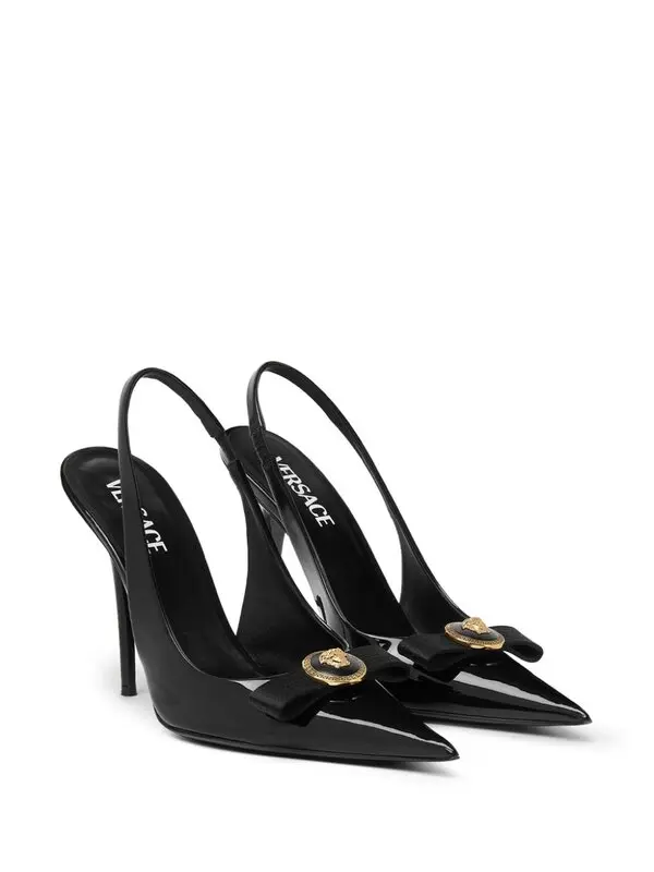 Versace 110mm Leather Pumps - Black